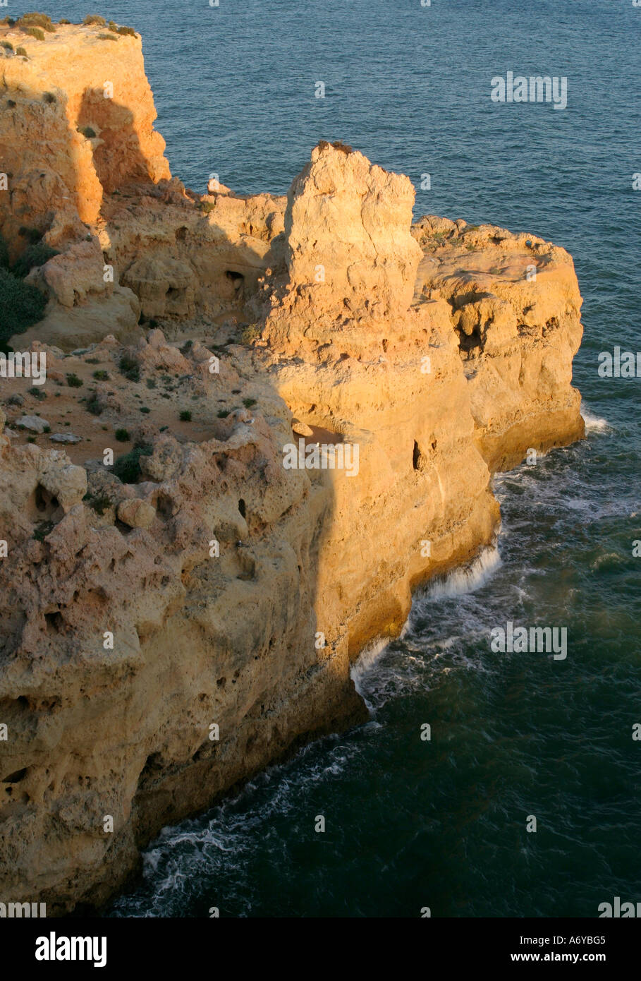 View of cliffs at Algar Seco near Carveiro in the Algarve Region of ...