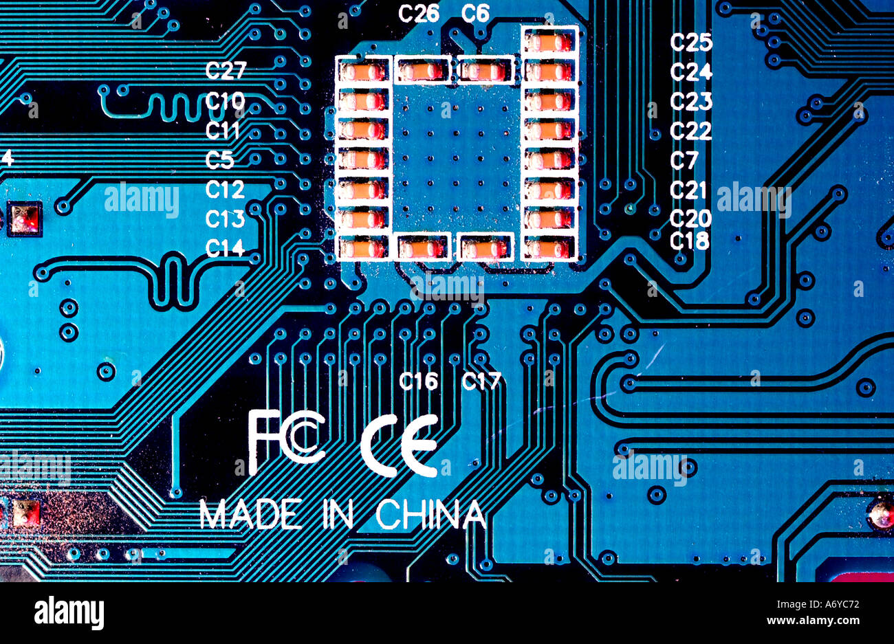Detail of cicuit board with made in China markings Stock Photo - Alamy