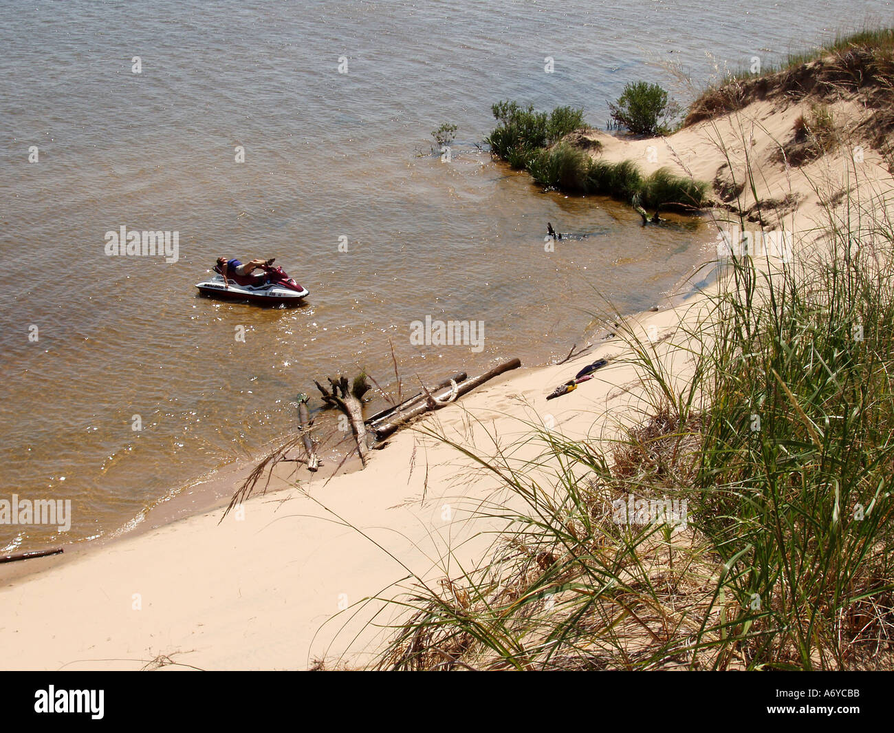 Michigan Sand Dune overlooking Hamlin Lake Ludington Michigan Stock ...