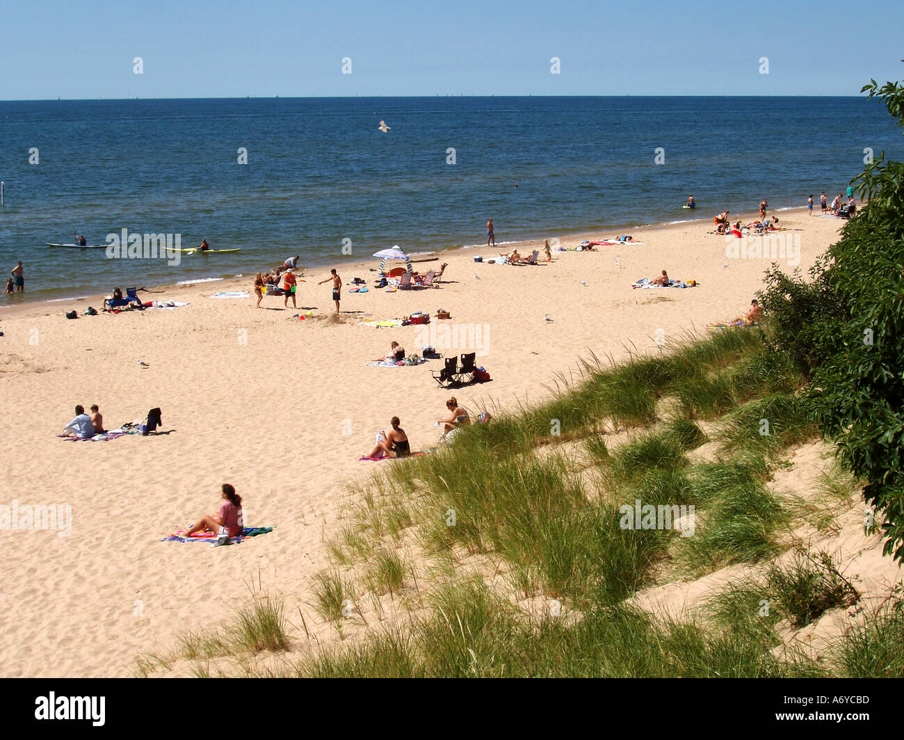 Lake Michigan Beach at Hoffmaster State Park on the Eastern shore of ...