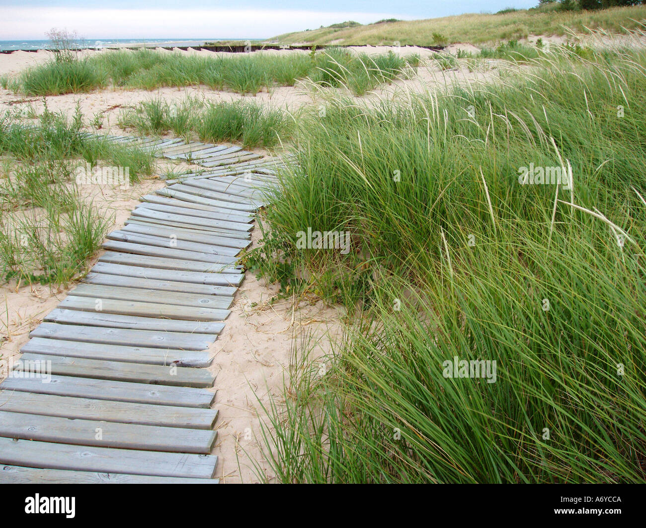 Beach Board Walk Lake Michigan USA Stock Photo - Alamy