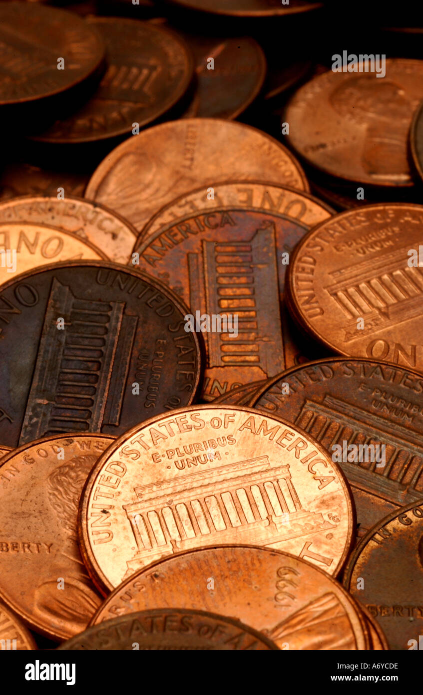 Color image of a group of pennies Stock Photo - Alamy