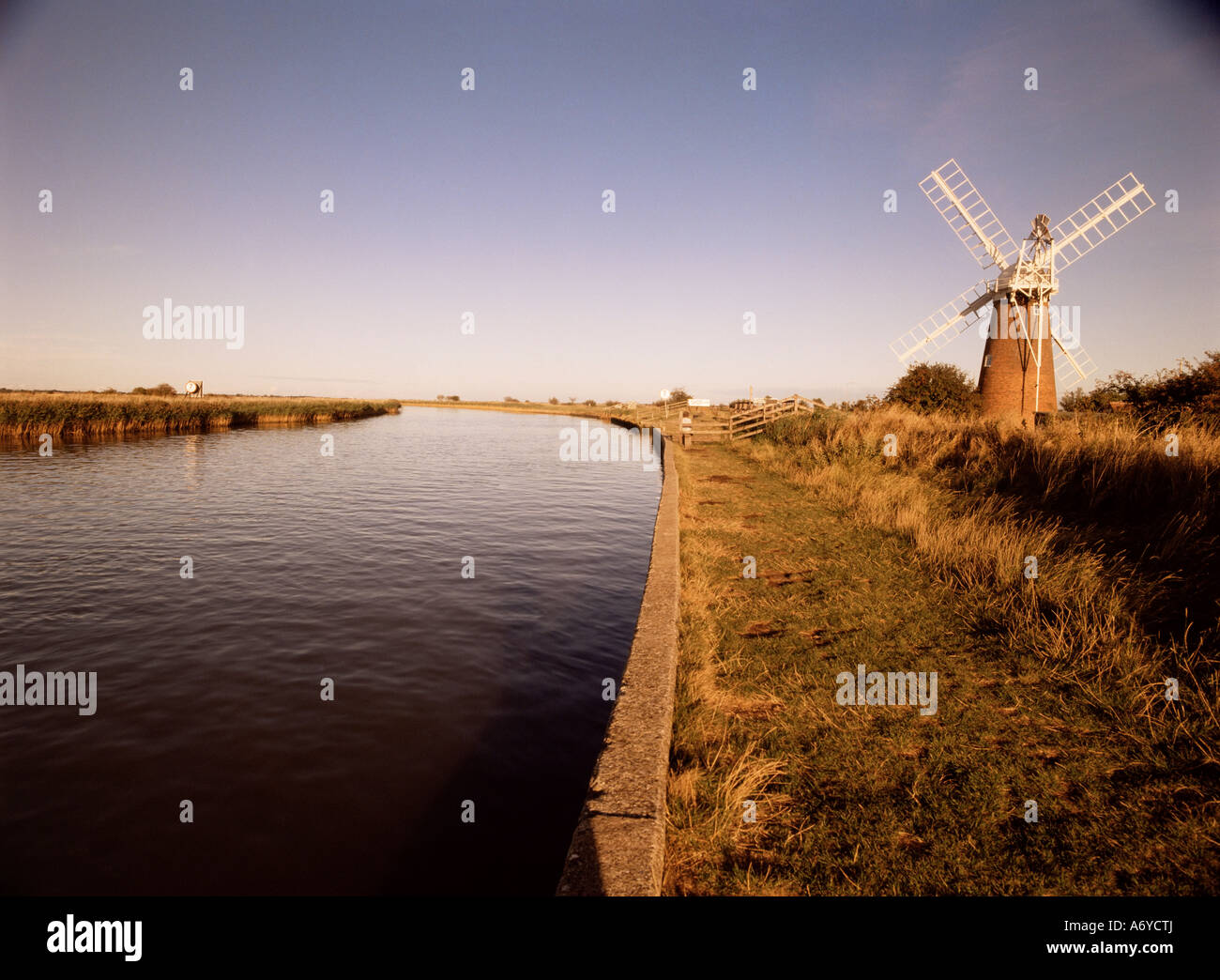 Stracey Arms windpump River Bure Norfolk Broads Norfolk England United ...