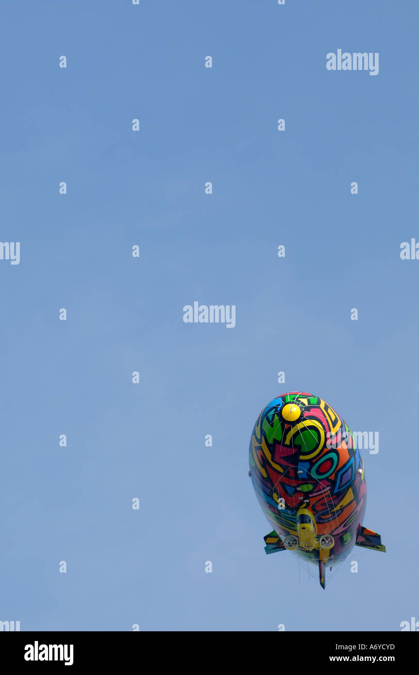 Colorful blimp flying over Hollywood California Stock Photo - Alamy