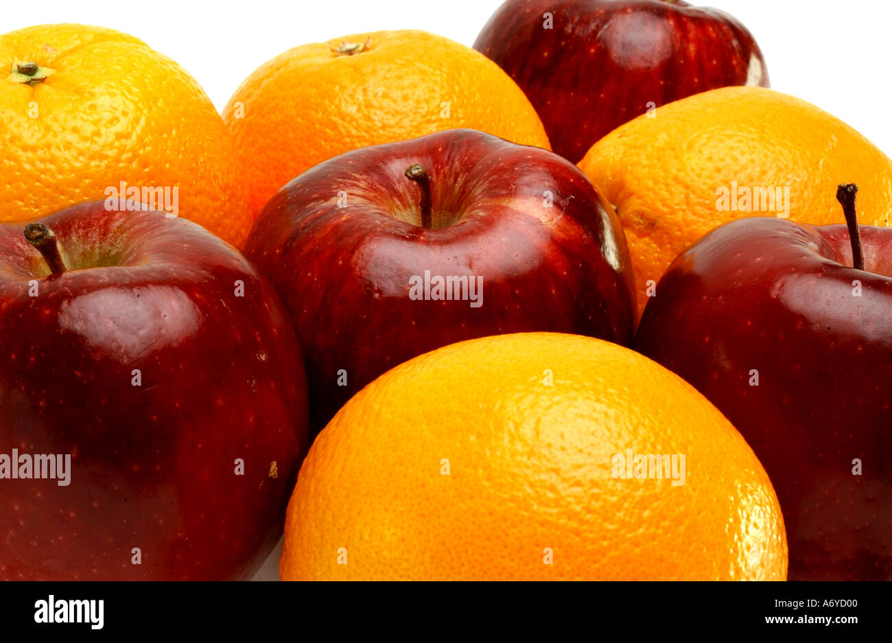Color image of apples and oranges on a white background Stock Photo - Alamy