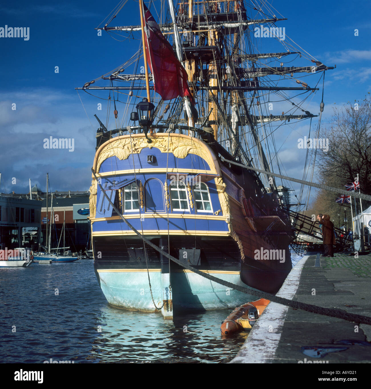 Replica of HM Bark Endeavour sailed by Captain James Cook in voyage of ...