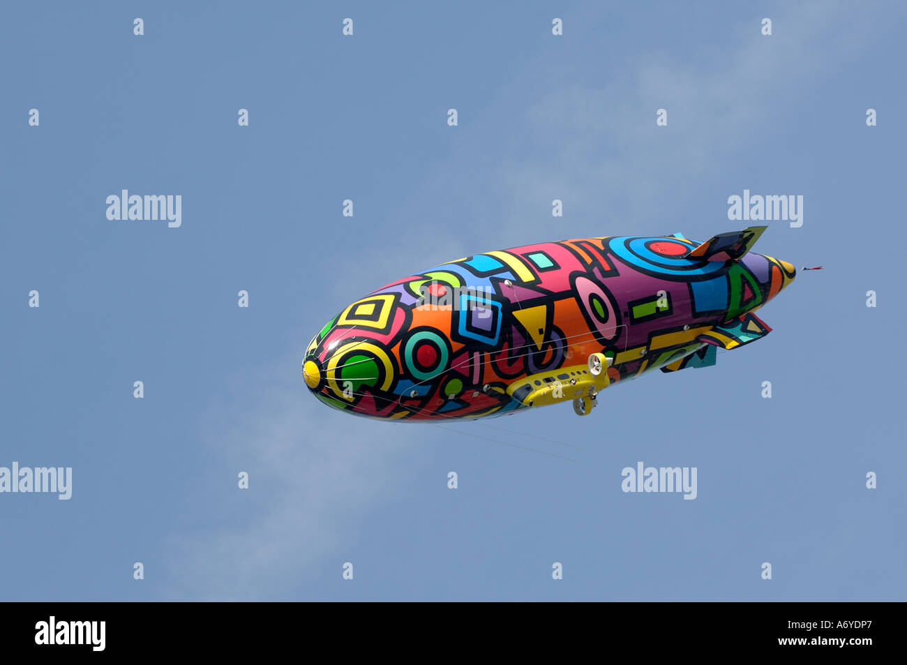 Colorful blimp flying over Hollywood California Stock Photo - Alamy