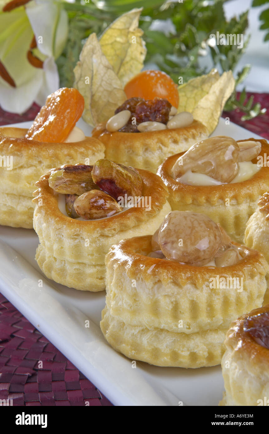 Various cream Vol au Vent pastries Stock Photo - Alamy