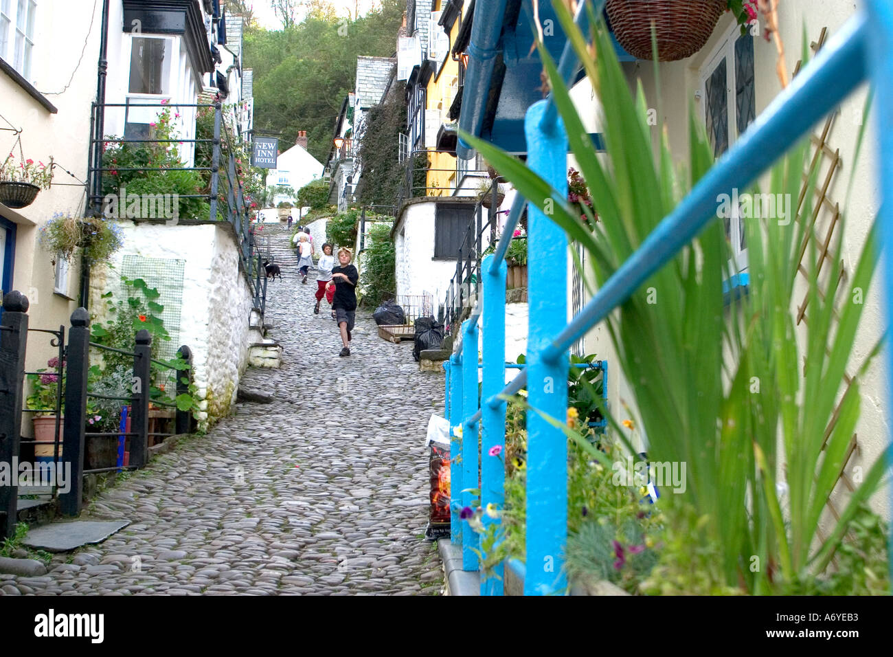 Clovelly main street Clovelly North Devon England Stock Photo - Alamy