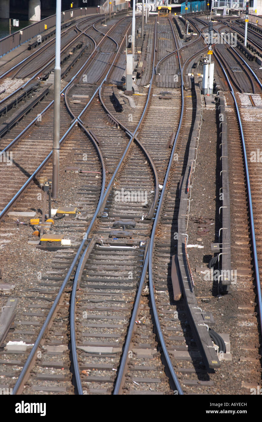Rail tracks forming a pattern at Slussen. The Stockholm subway ...