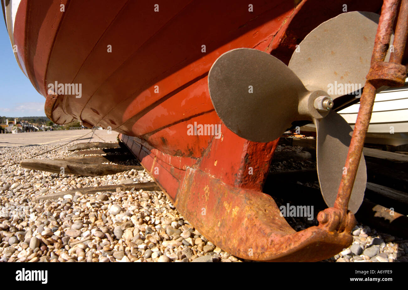 underside of fishing boat on the beach Stock Photo - Alamy
