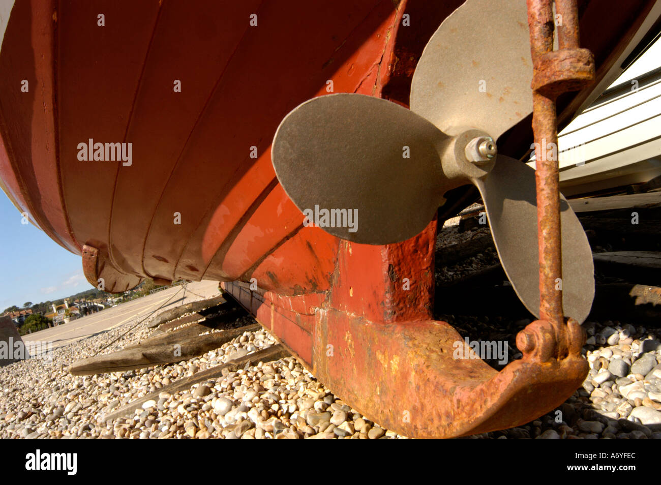 underside of fishing boat on the beach Stock Photo - Alamy