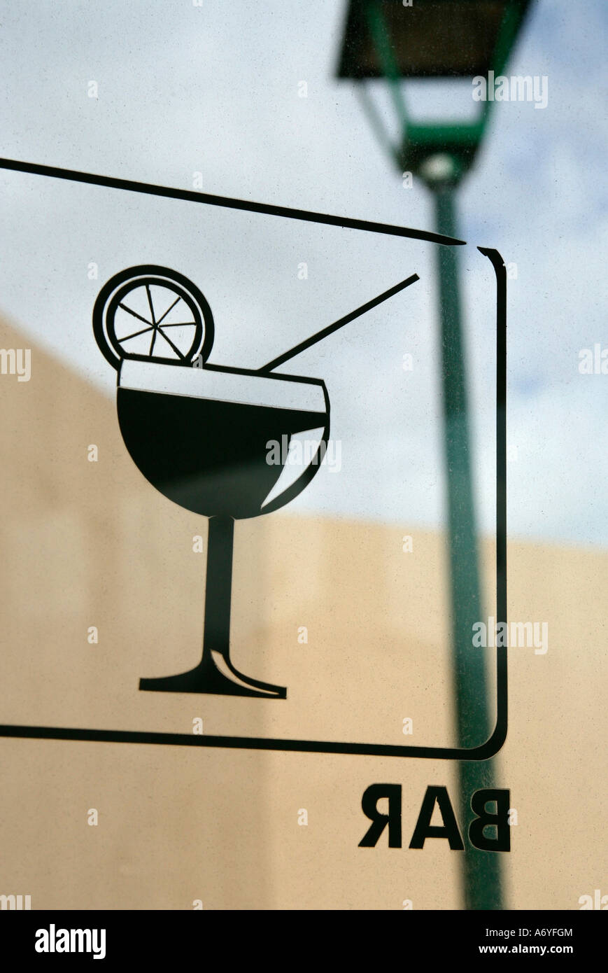 View through a bar window Stock Photo - Alamy