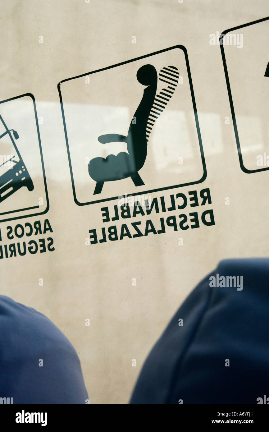 Information sign in a bus window Stock Photo - Alamy