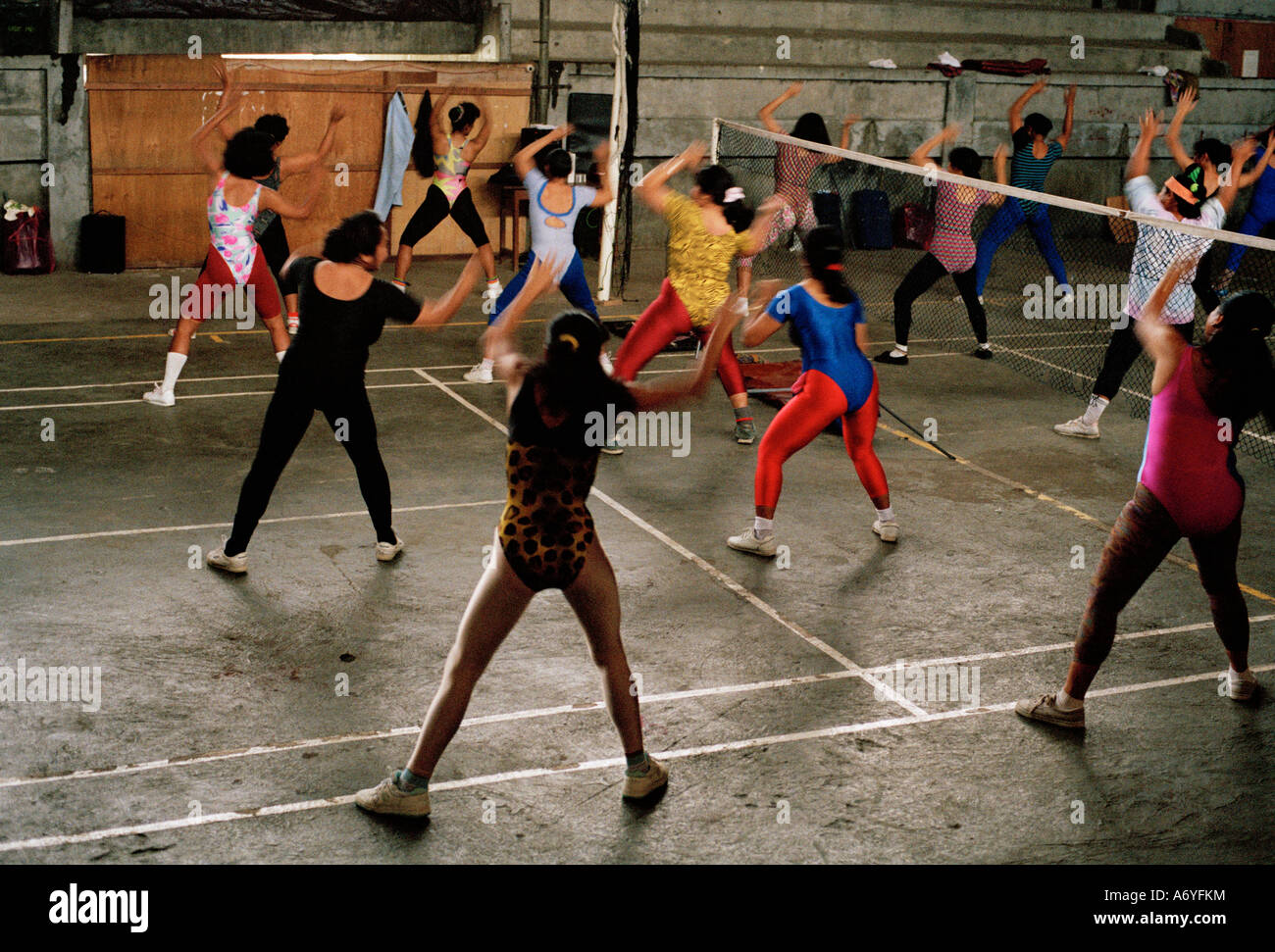 Woman doing aerobics in a gym Stock Photo - Alamy
