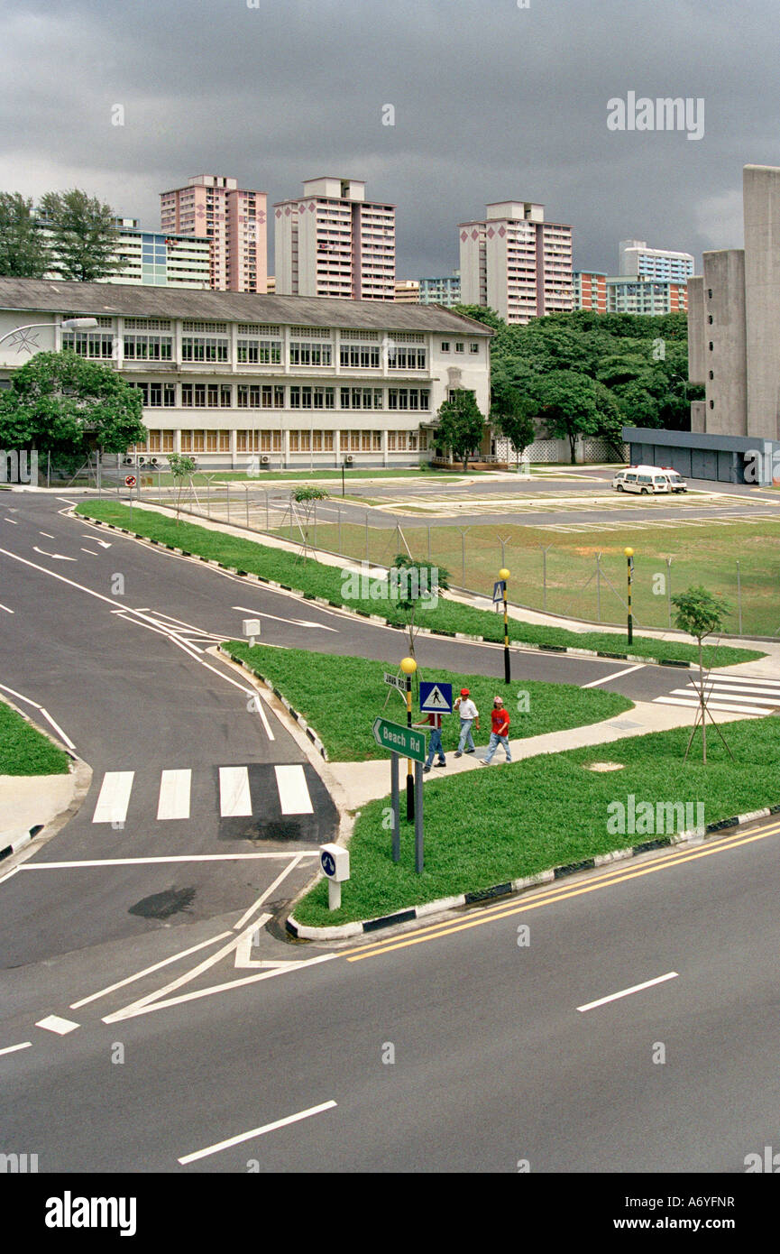 Modern buildings behind traffic intersection Singapore Stock Photo - Alamy