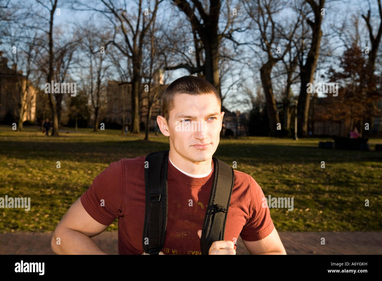 Student outside of university Stock Photo - Alamy