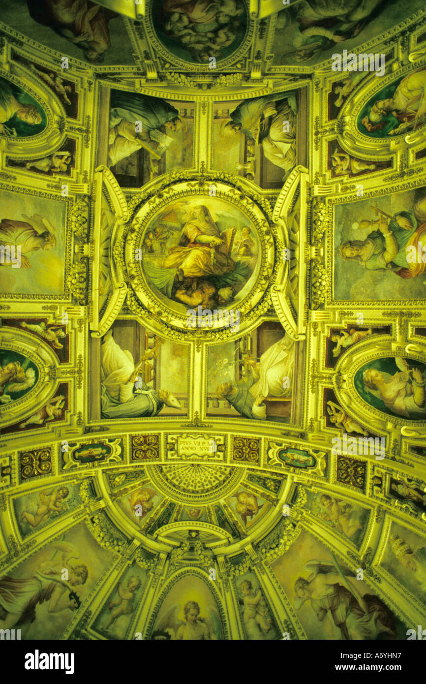 Italy Rome Vatican Vatican Museum interior painted ceiling Stock Photo ...