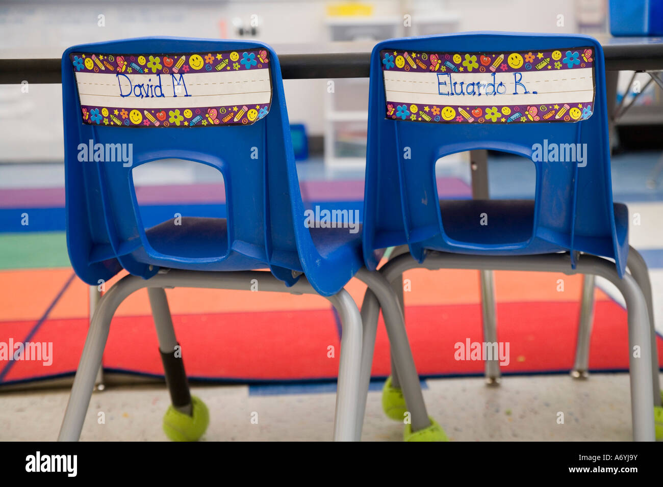 Two chairs in a primary school Stock Photo - Alamy