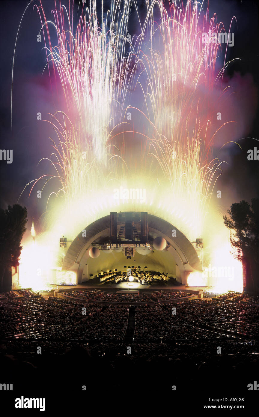 Fireworks concert at the Hollywood Bowl located in the Hollywood Hills ...