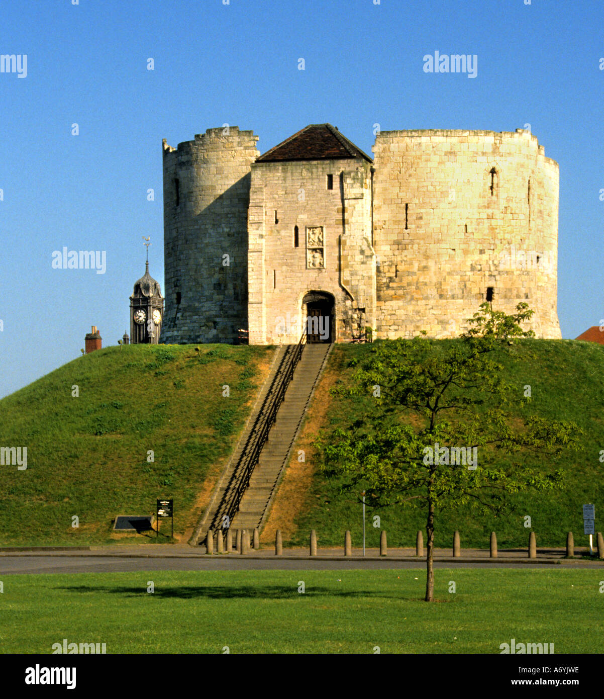 Cliffords Tower medieval castle in city of York Yorkshire England UK ...