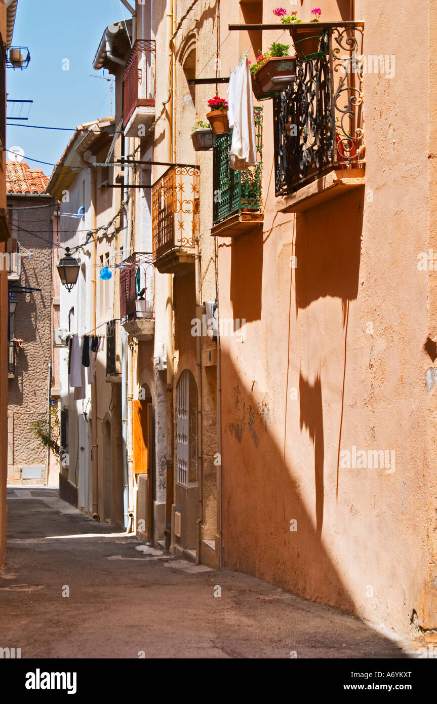 Narrow village street. Bouzigues Languedoc. France. Europe Stock Photo ...