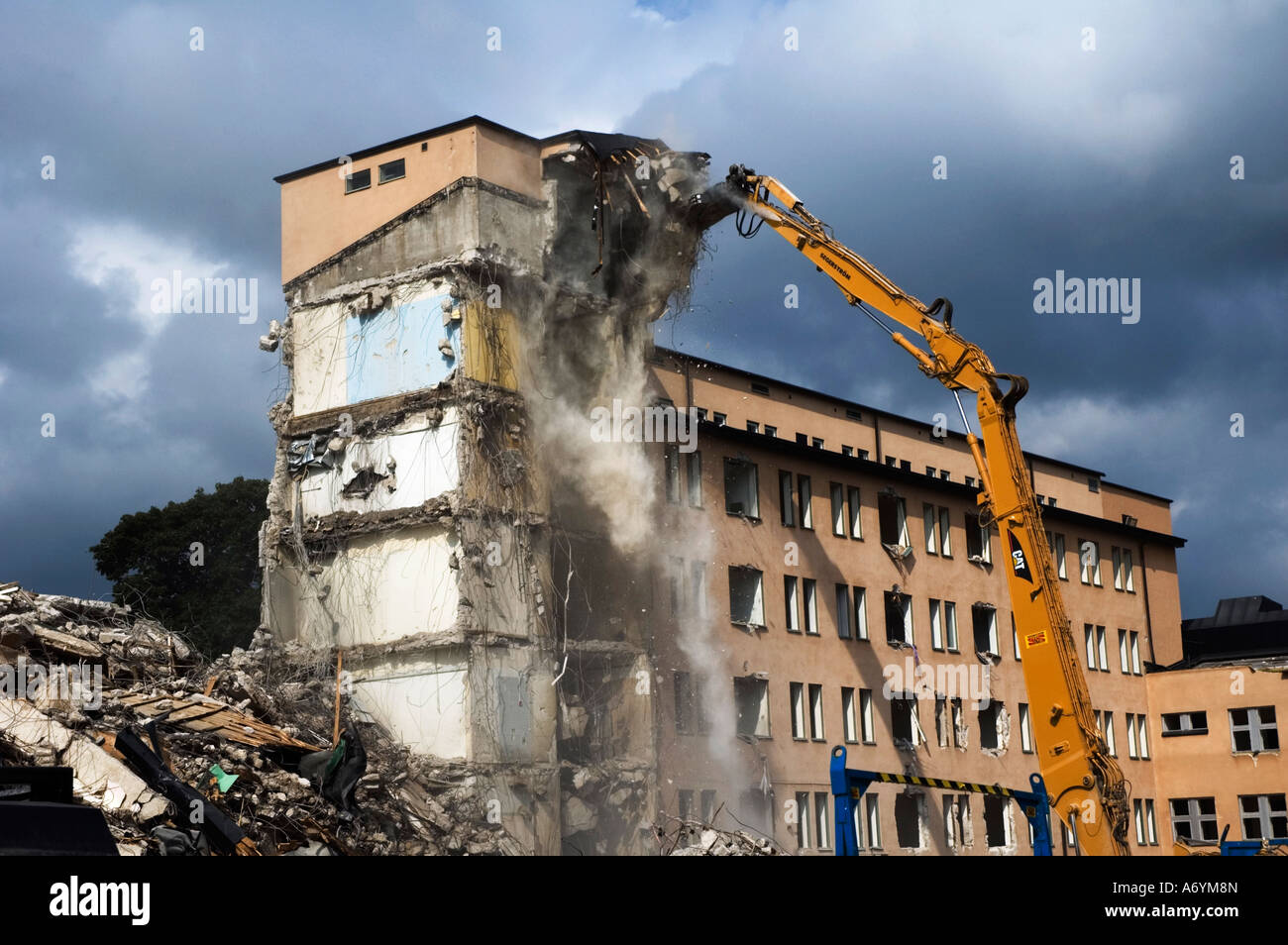 Demolition of an old hospital building in Stockholm Sweden Stock Photo ...