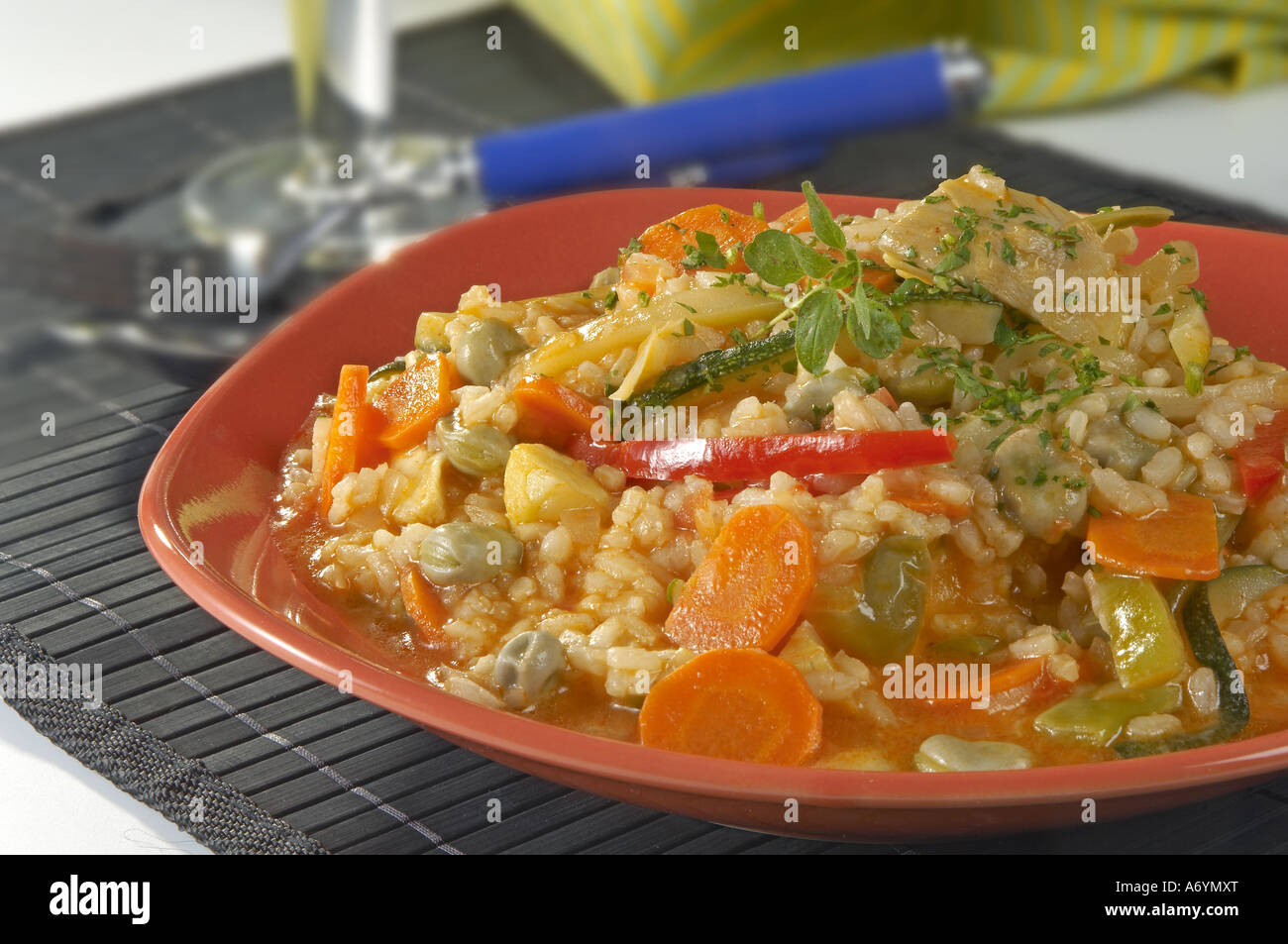 Vegetable paella rice Stock Photo - Alamy