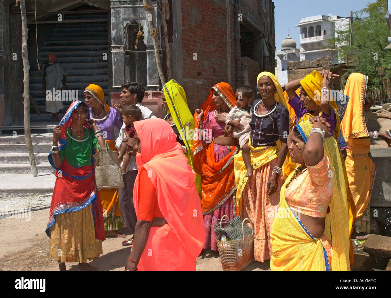 Native Indian woman in traditional garb in the town of Puskar, India on ...