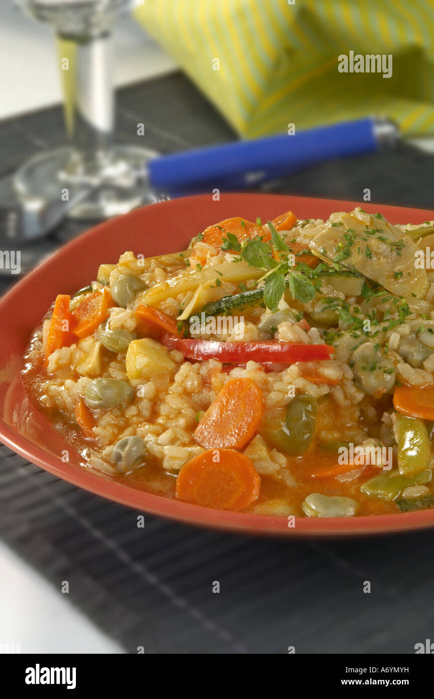Vegetable paella rice Stock Photo - Alamy
