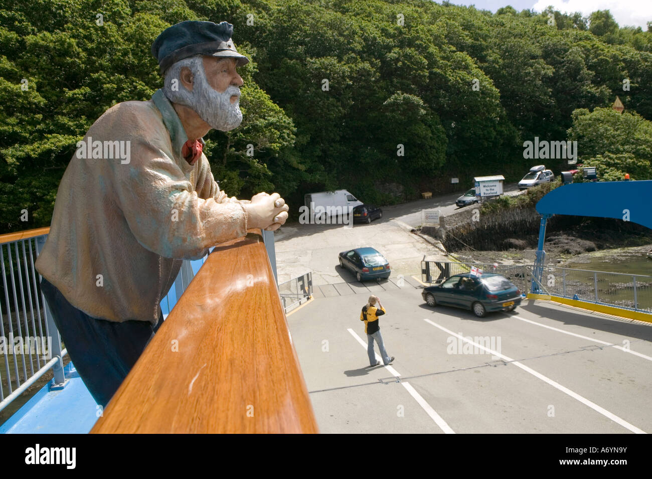 Model of an old man on the King Harry ferry crossing the River Fal from ...