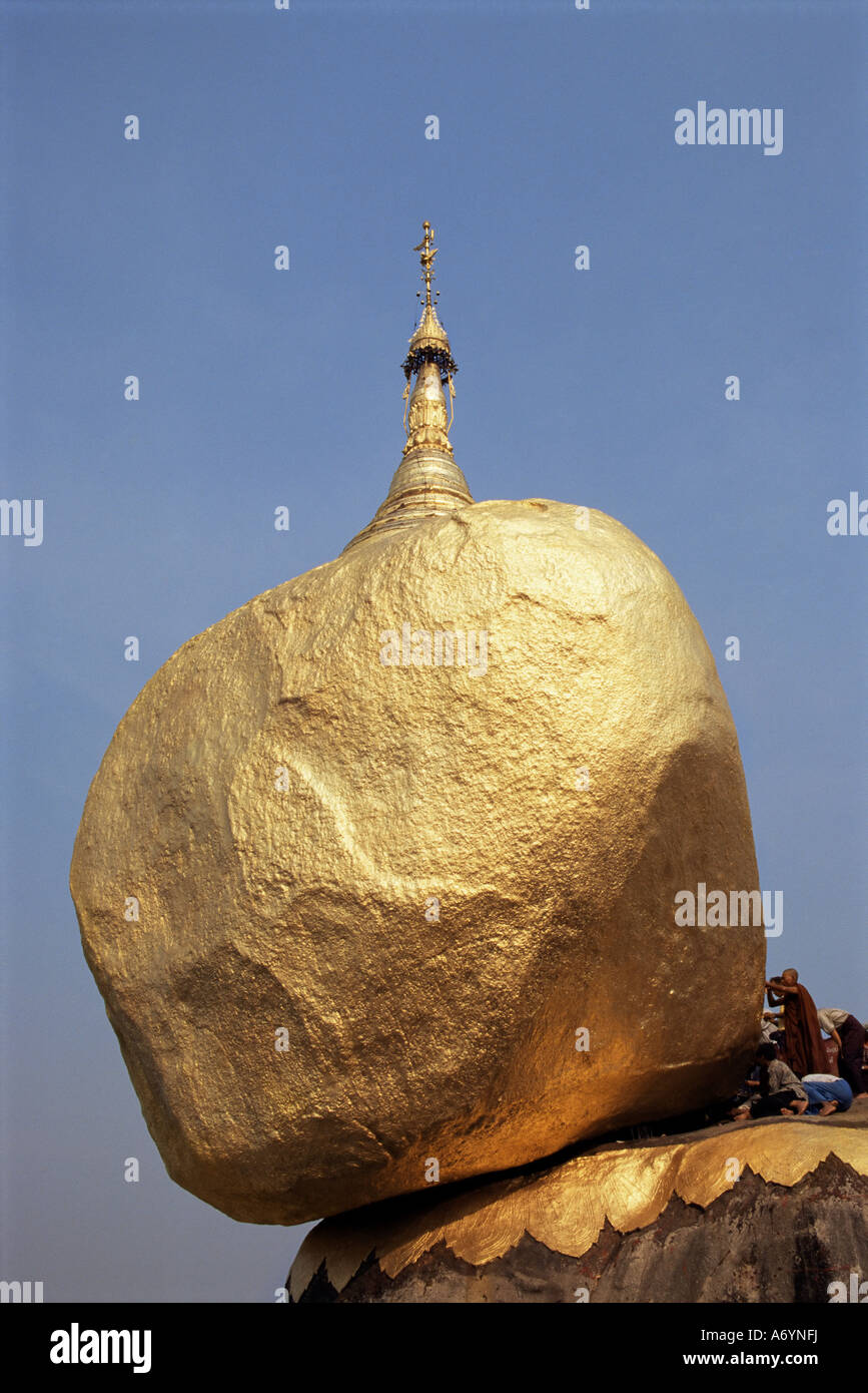 Golden rock the balancing boulder temple of Kyaikbyo Myanmar Burma Asia ...