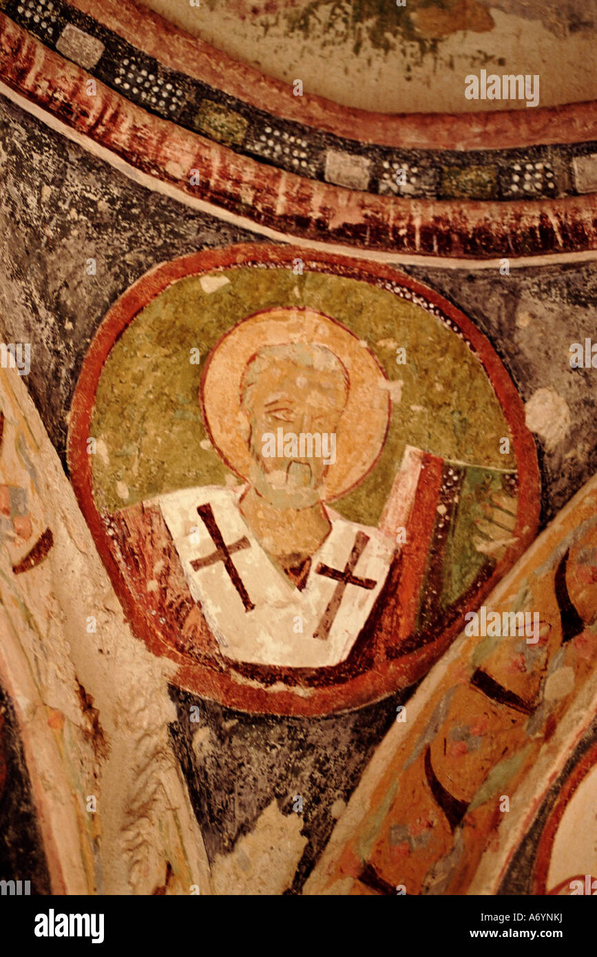 Church fresco in cave in Open Air Museum Goreme Cappadocia Anatolia ...