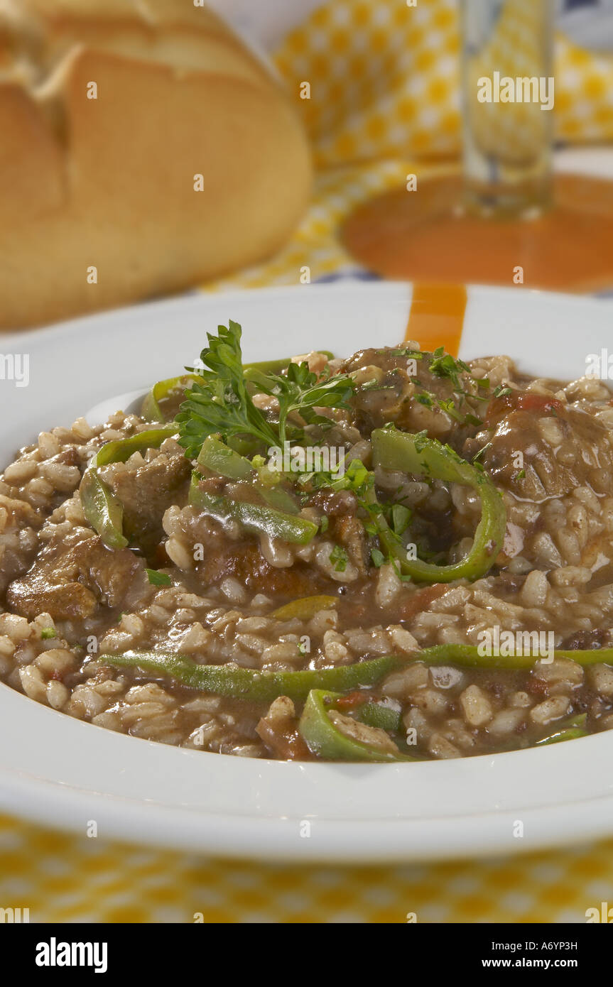 Rice with pork rib and broad beans Stock Photo - Alamy