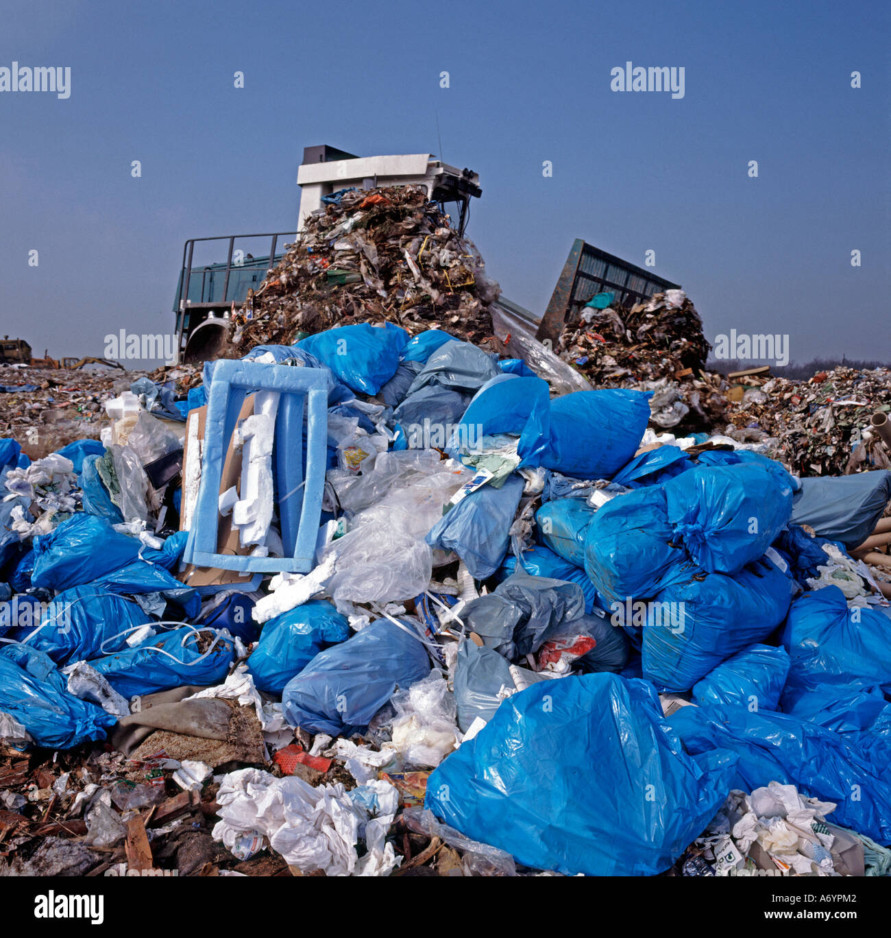 rubbish desposal trash garbage on landfill tip dump Stock Photo - Alamy