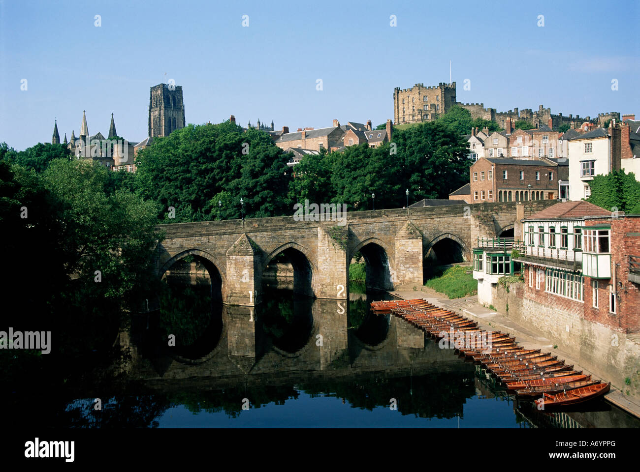 Durham centre and Elvet Bridge Durham County Durham England United ...