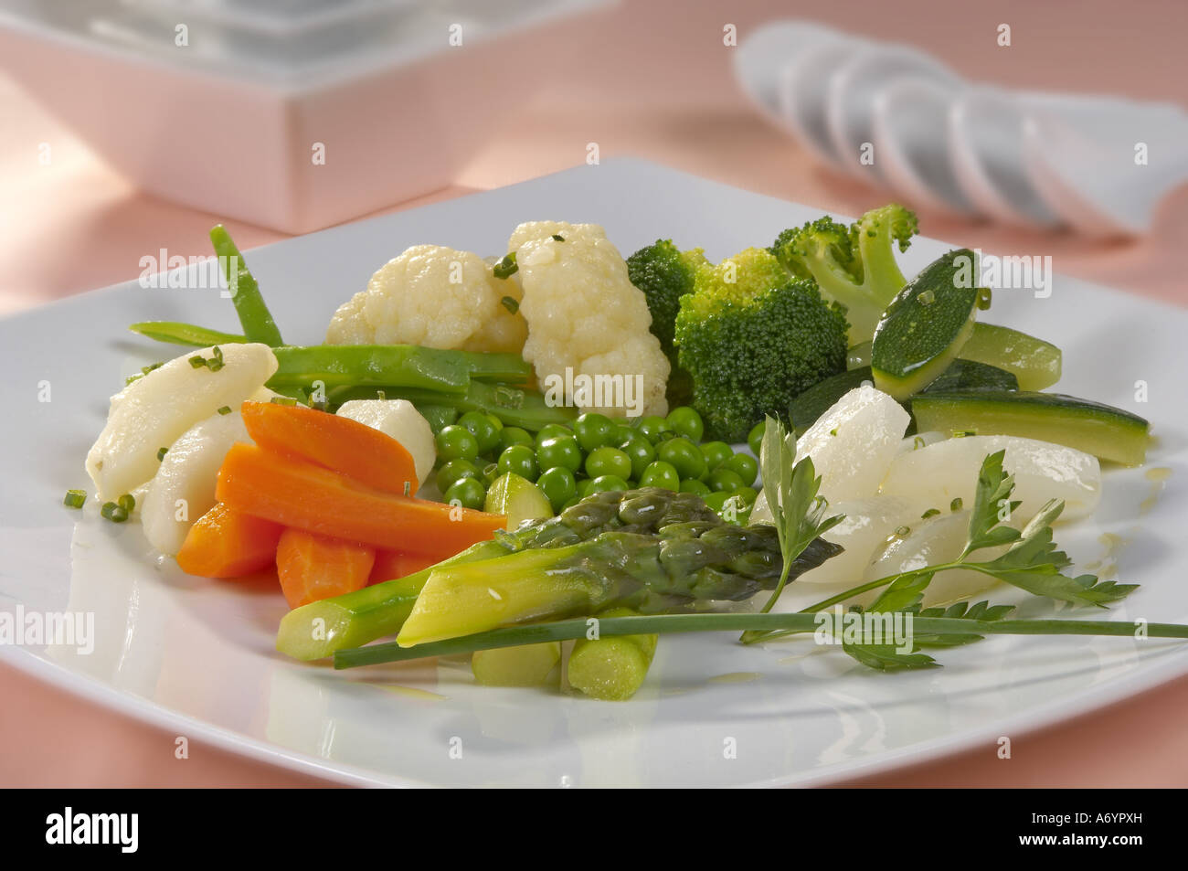 Steamed vegetable panaché mixed vegetables Stock Photo - Alamy