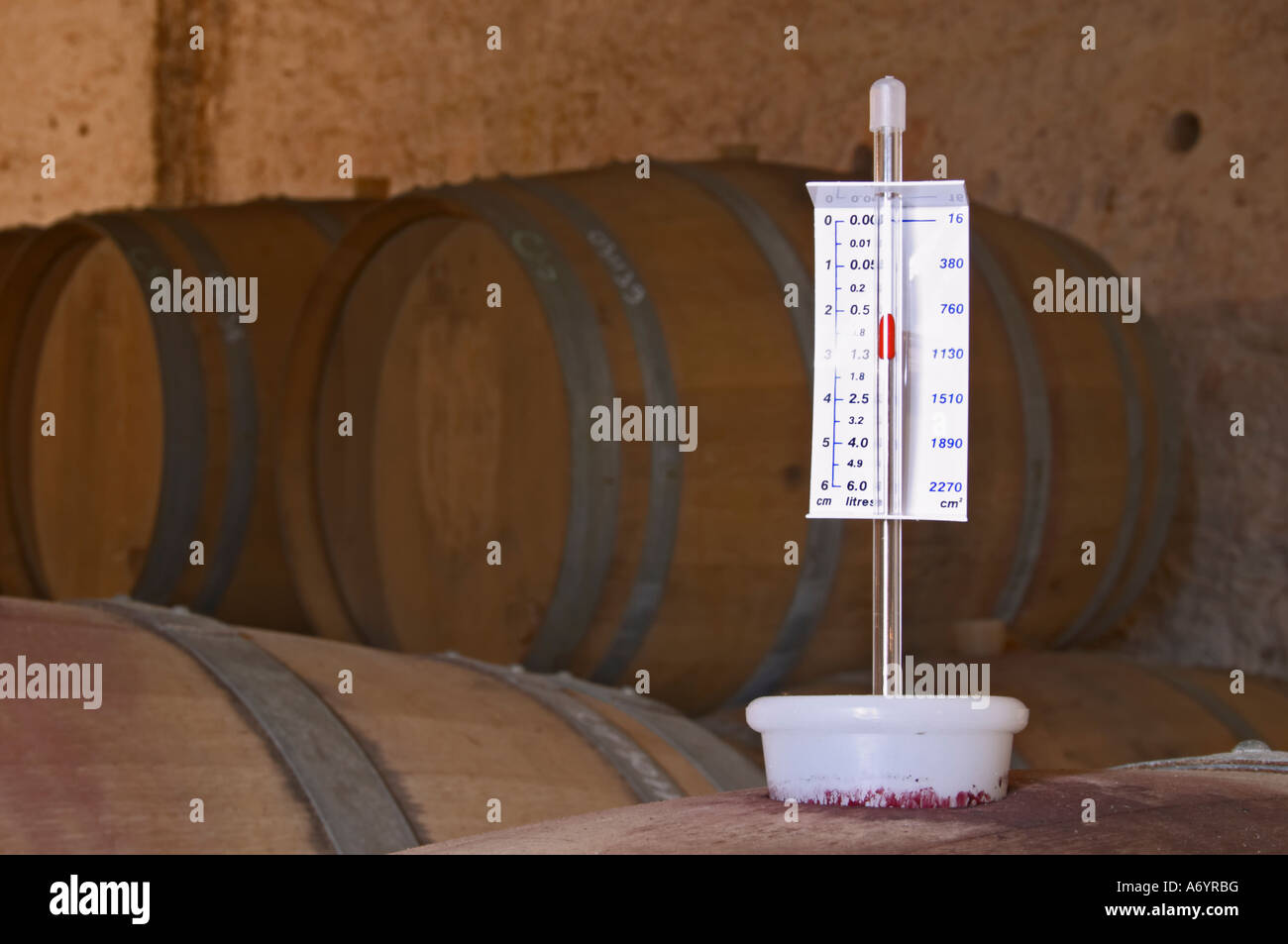 Chateau de Montpezat. Pezenas region. Languedoc. Barrel cellar. France ...