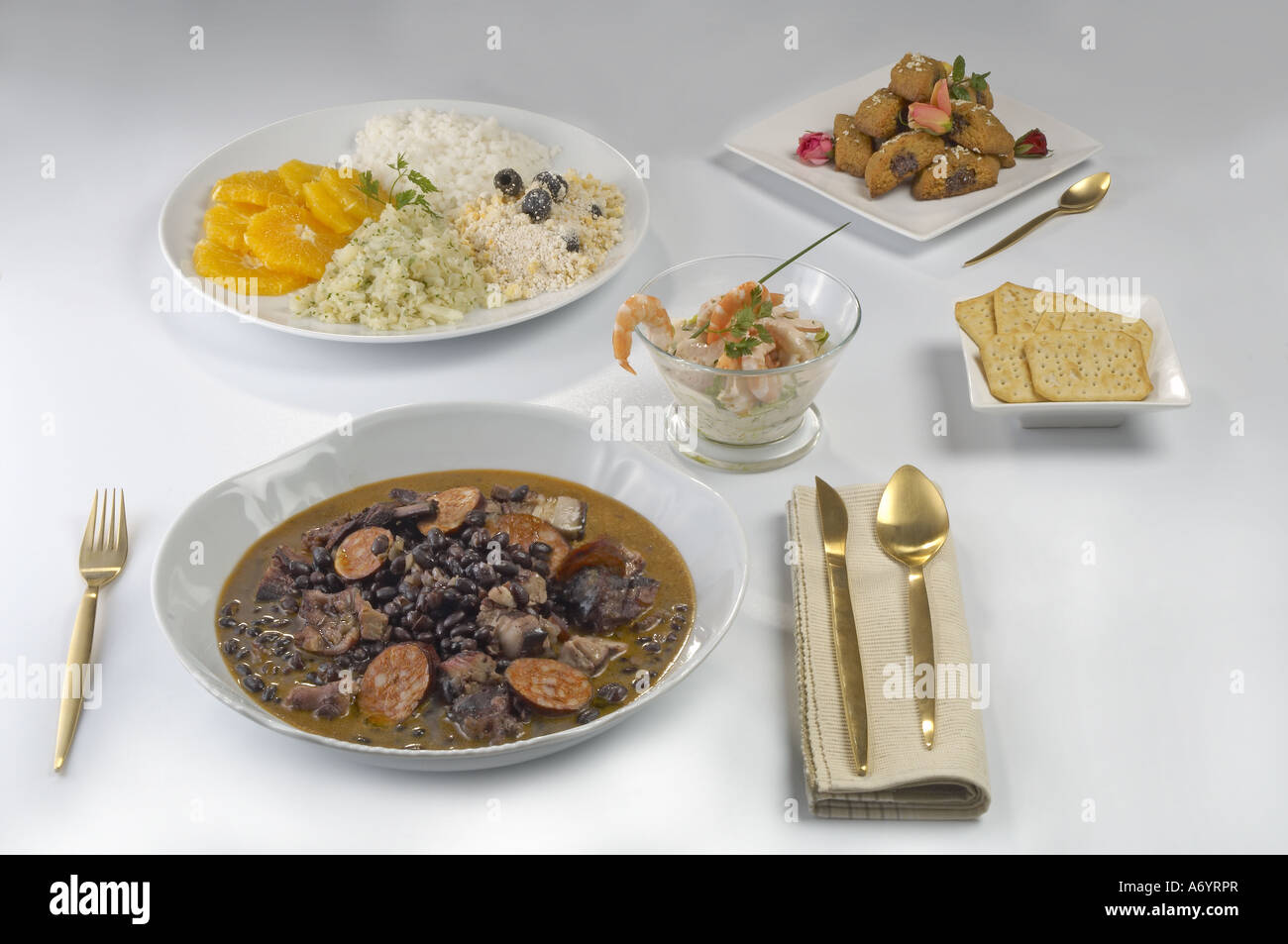 Still life of magrood feijoada and prawn cocktail Stock Photo - Alamy