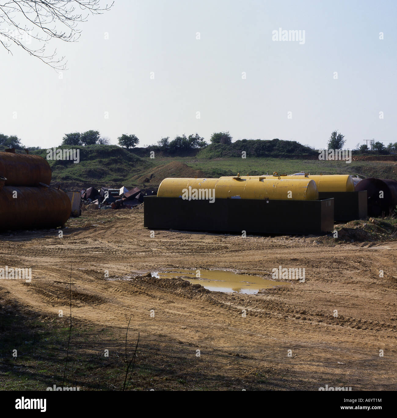 Old Oil Storage Tanks in dump for breaking up Stock Photo - Alamy
