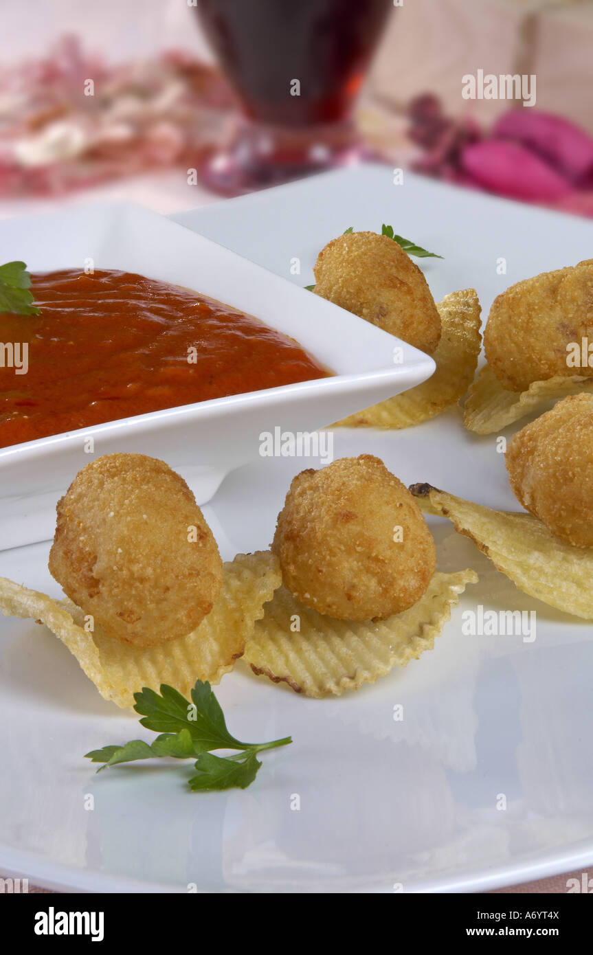 Mini ham croquettes Stock Photo - Alamy