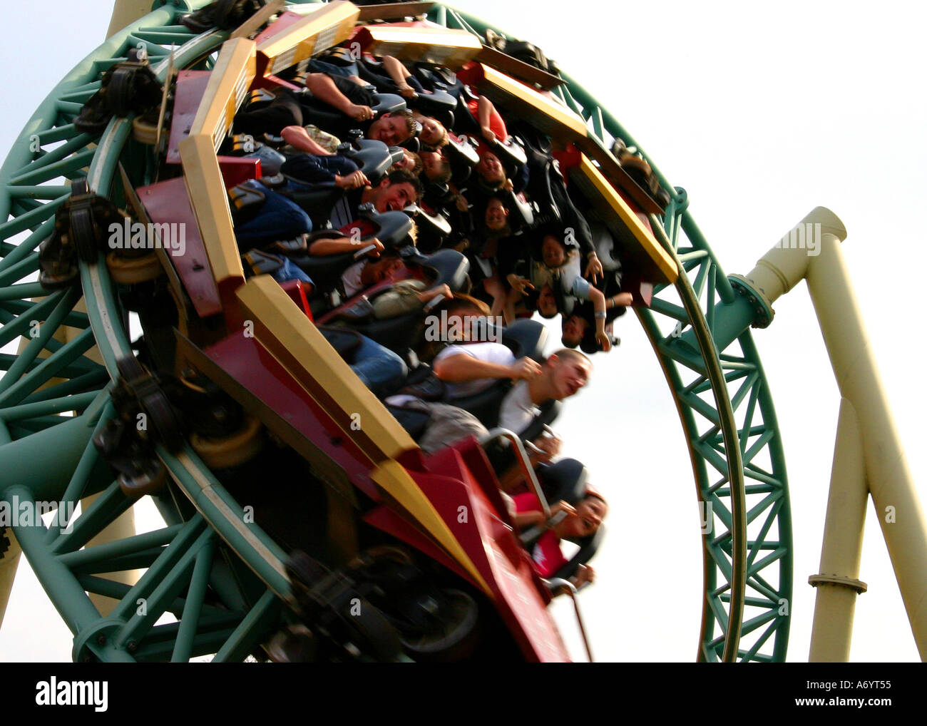 Roller coaster twist loop Colossus ride Thorpe Park UK Stock Photo - Alamy