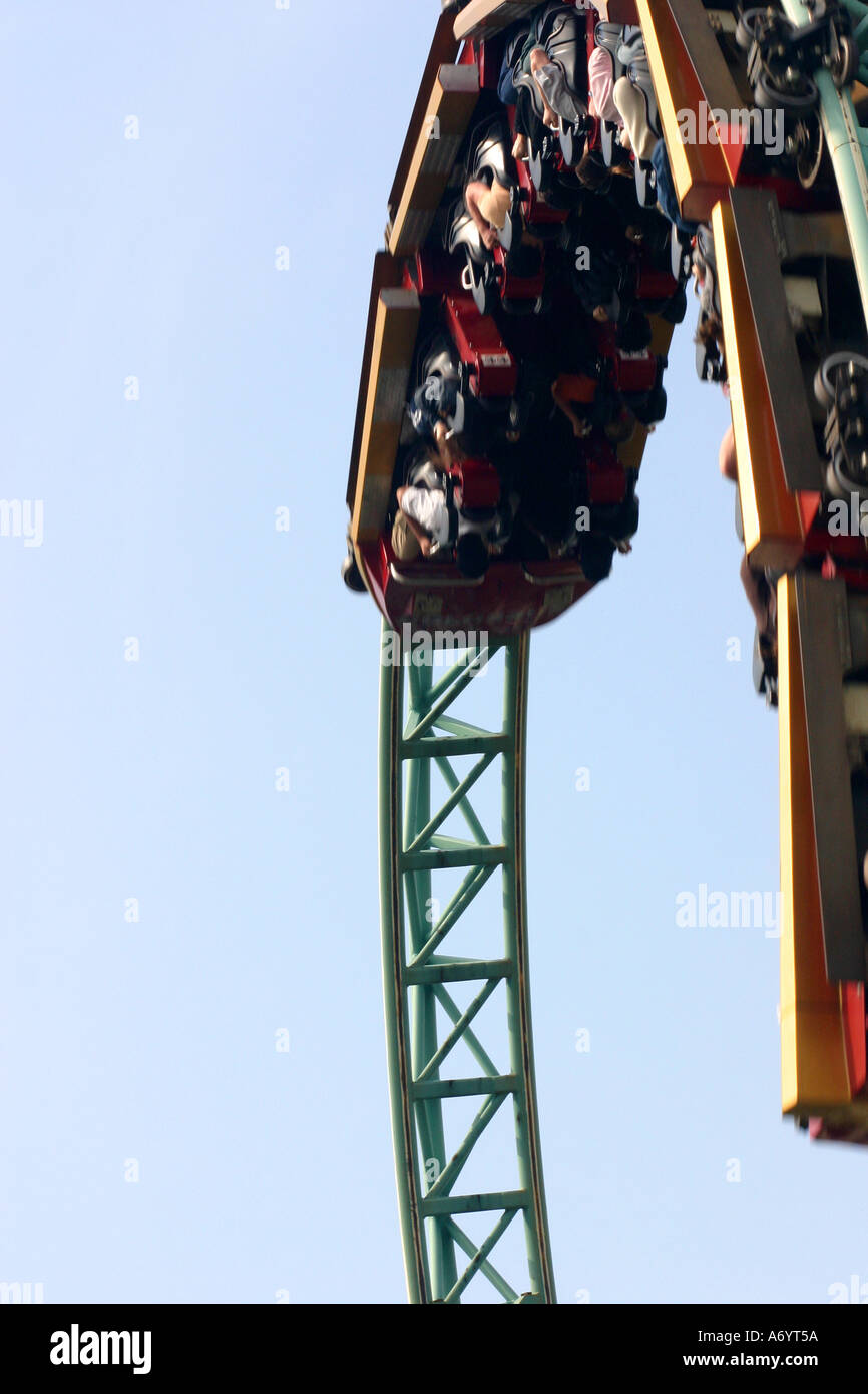Roller coaster twist loop Colossus ride Thorpe Park UK Stock Photo - Alamy