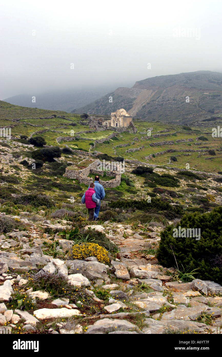greece cyclades sikinos the temple of episkopi at springtime Stock ...