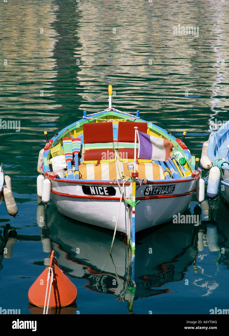 Wooden rowing boat in harbour Nice Provence France Europe Stock Photo ...