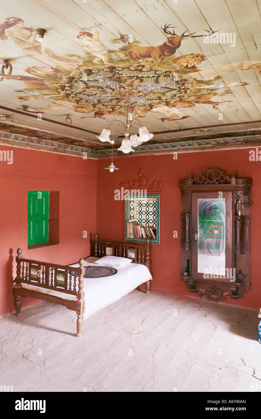 Traditional mud floor contrasting with the magnificently painted ...