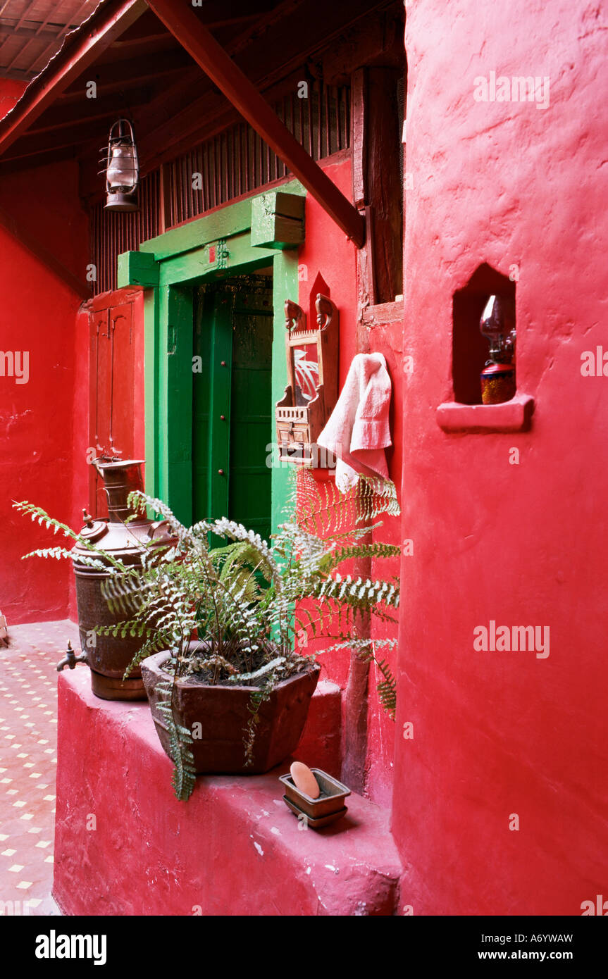 Inner courtyard of restored traditional Pol house Ahmedabad Gujarat ...