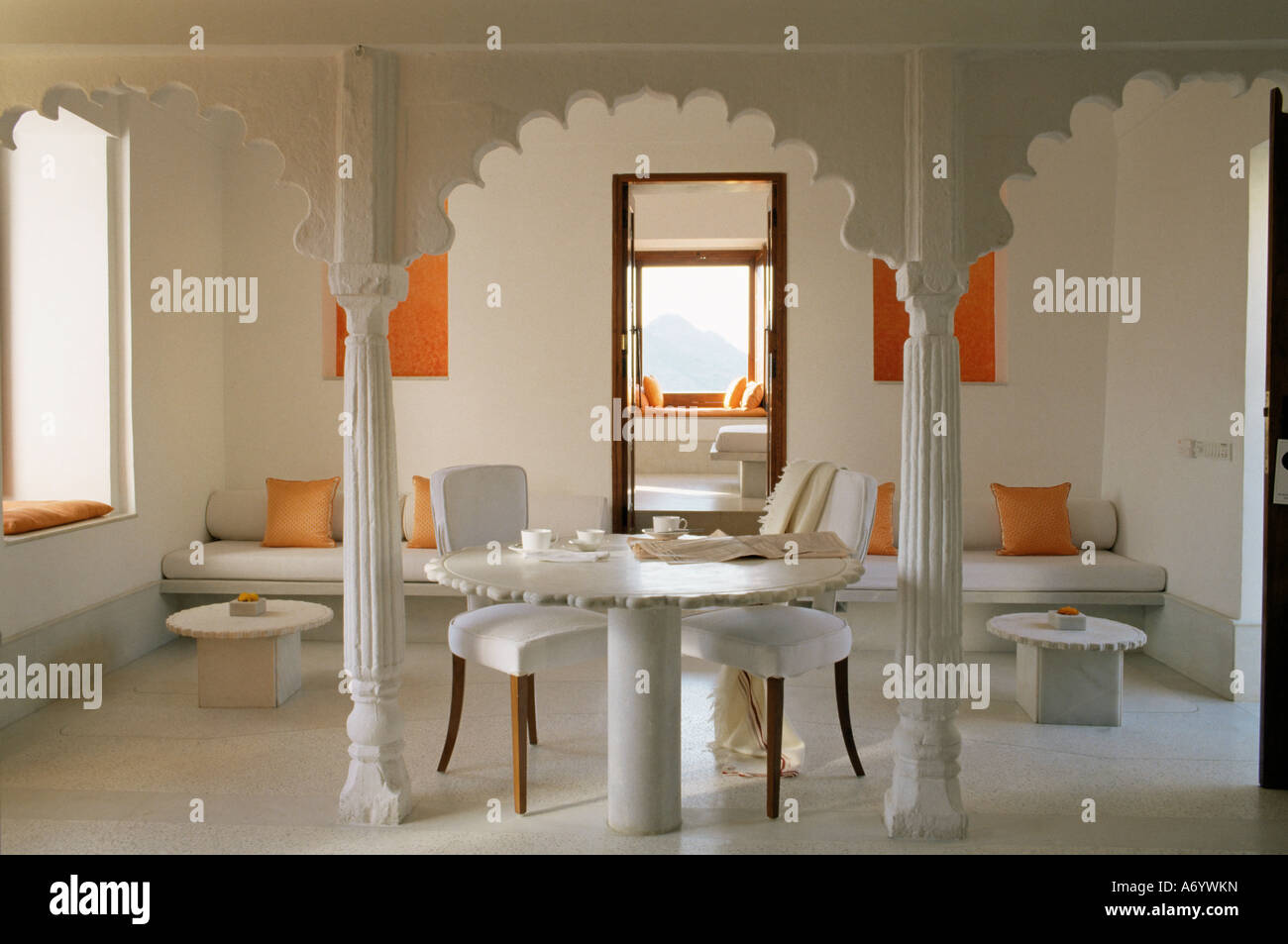 Sitting and dining area in one of the guest bedrooms Devi Garh Fort ...
