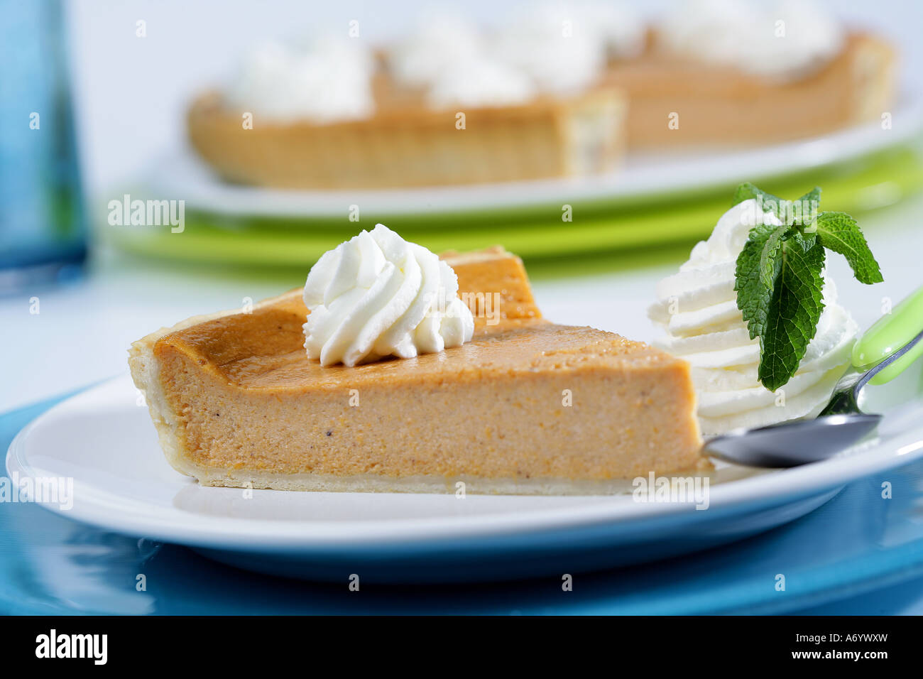 Pumkin pie portion with whipped cream Stock Photo - Alamy