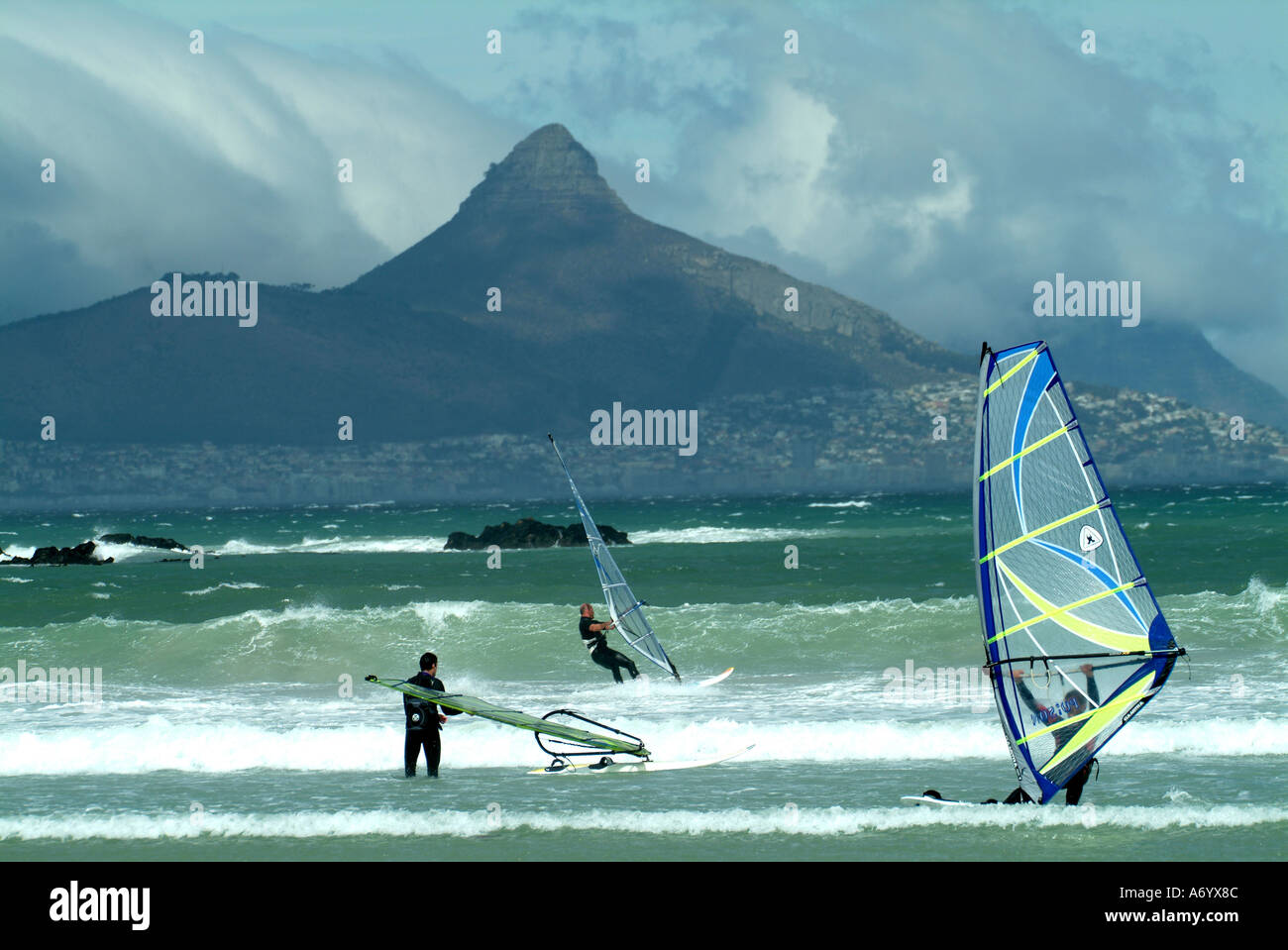Sailboarding Table Bay Cape Town South Africa RSA Stock Photo - Alamy